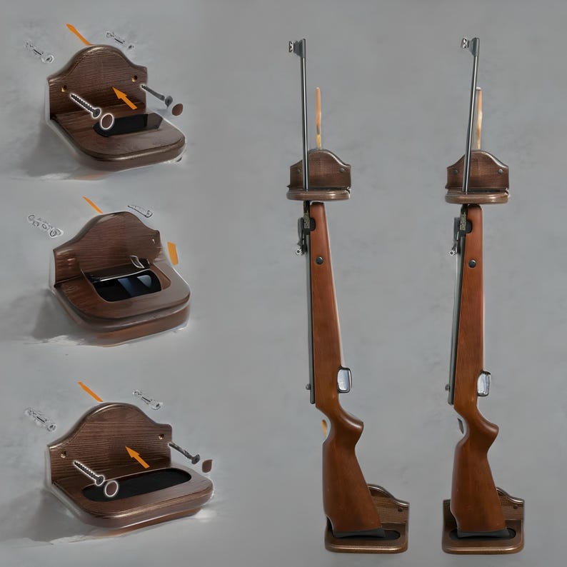 Wooden Wall Gun Rack Ash Rifle Wall Gun Mount Wall Gun Rack Holder ...