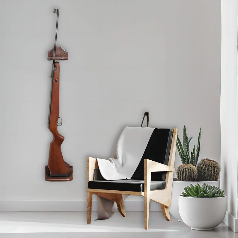 Wooden Wall Gun Rack Ash Rifle Wall Gun Mount Wall Gun Rack Holder ...