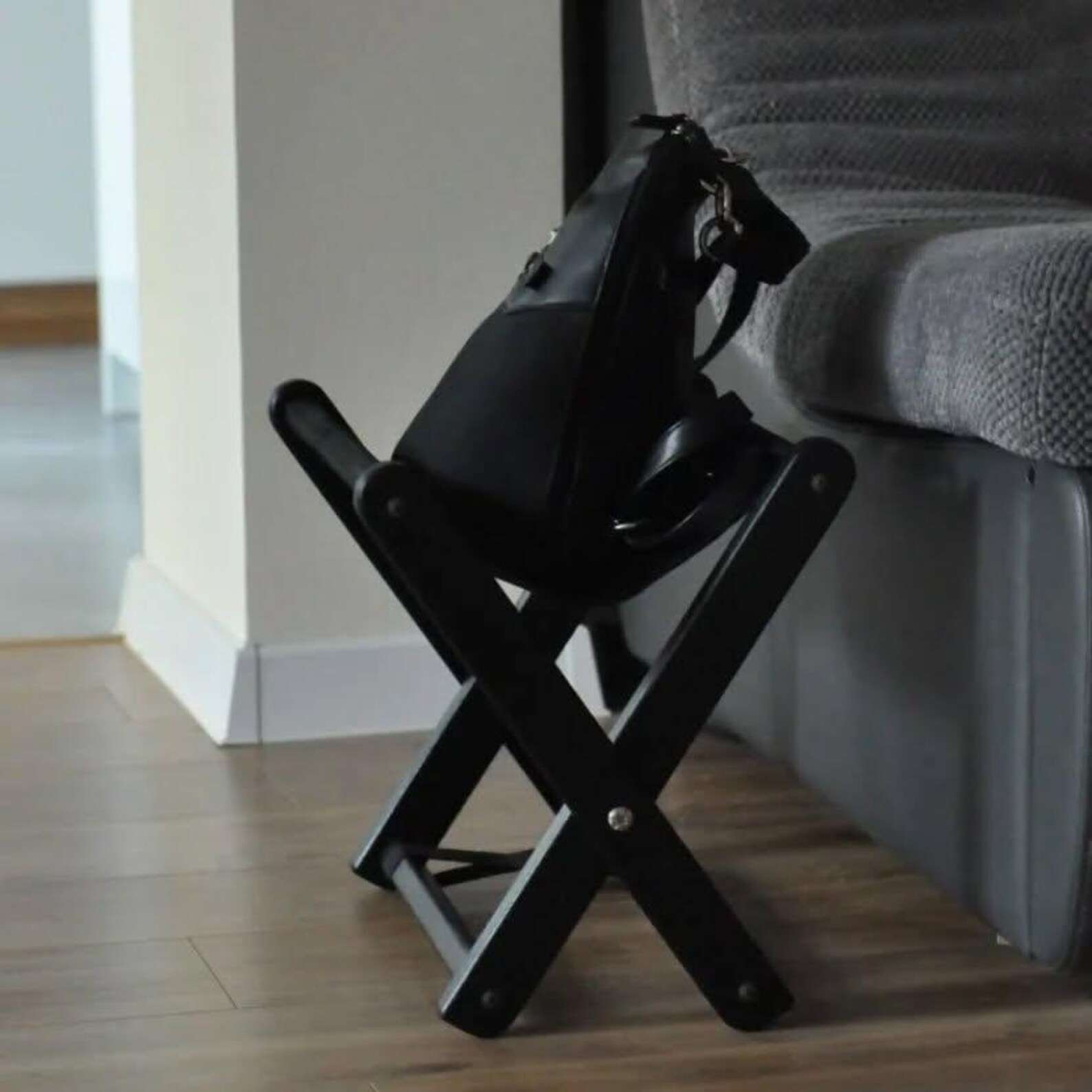 Chair Stand for Bags | Bag Display Chair | Wooden Chair Bag Stand ...