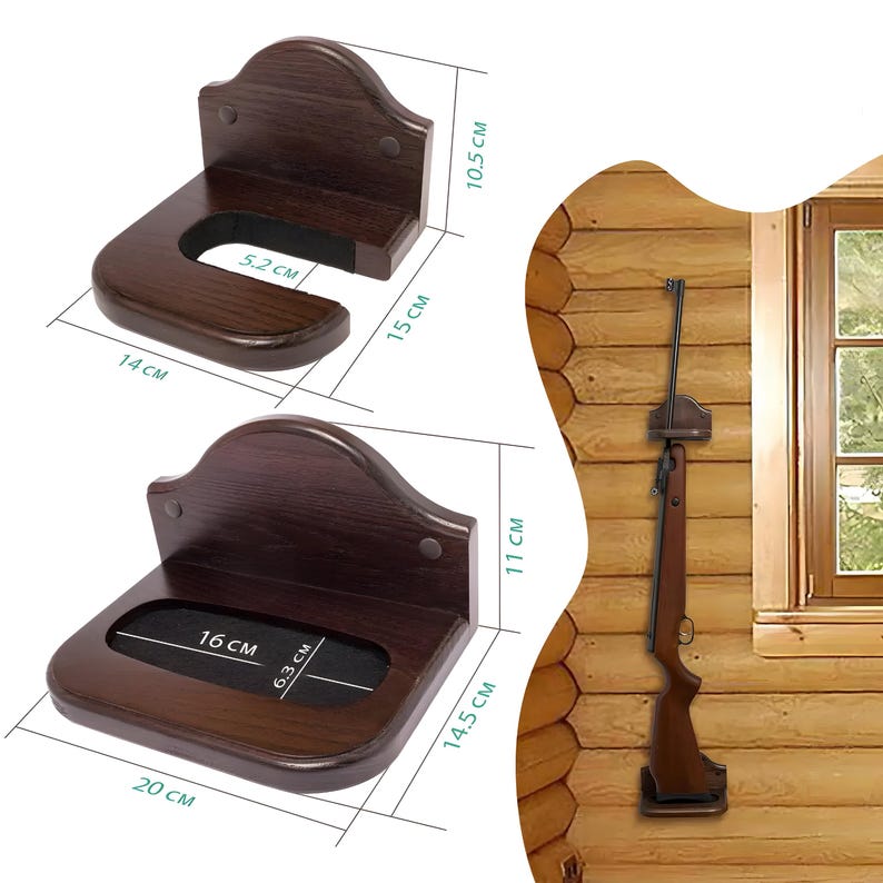 Wooden Wall Gun Rack Ash Rifle Wall Gun Mount Wall Gun Rack Holder ...