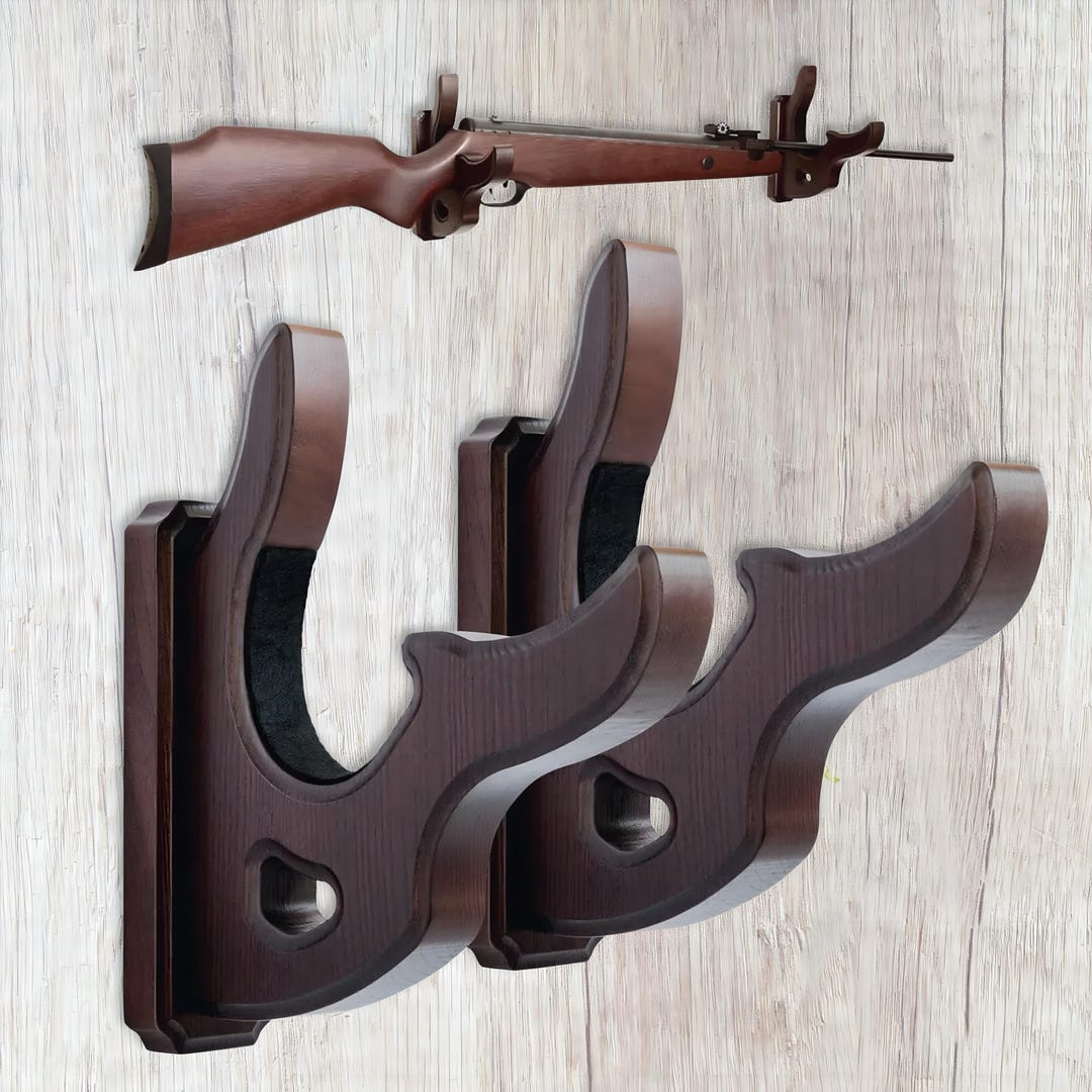 Wooden Wall Gun Rack Ash Rifle Wall Gun Mount Wall Gun Rack Holder ...