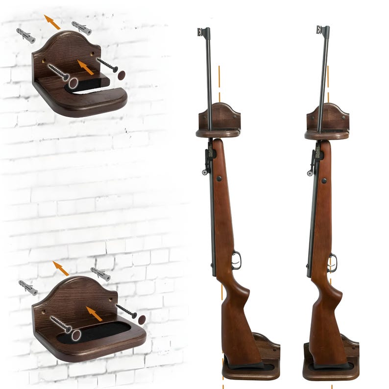 Wooden Wall Gun Rack Ash Rifle Wall Gun Mount Wall Gun Rack Holder ...