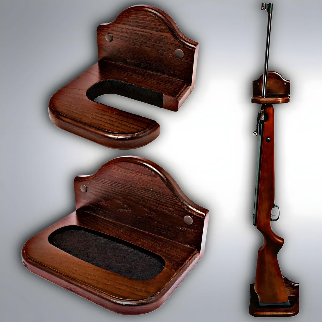 Wooden Wall Gun Rack Ash Rifle Wall Gun Mount Wall Gun Rack Holder ...
