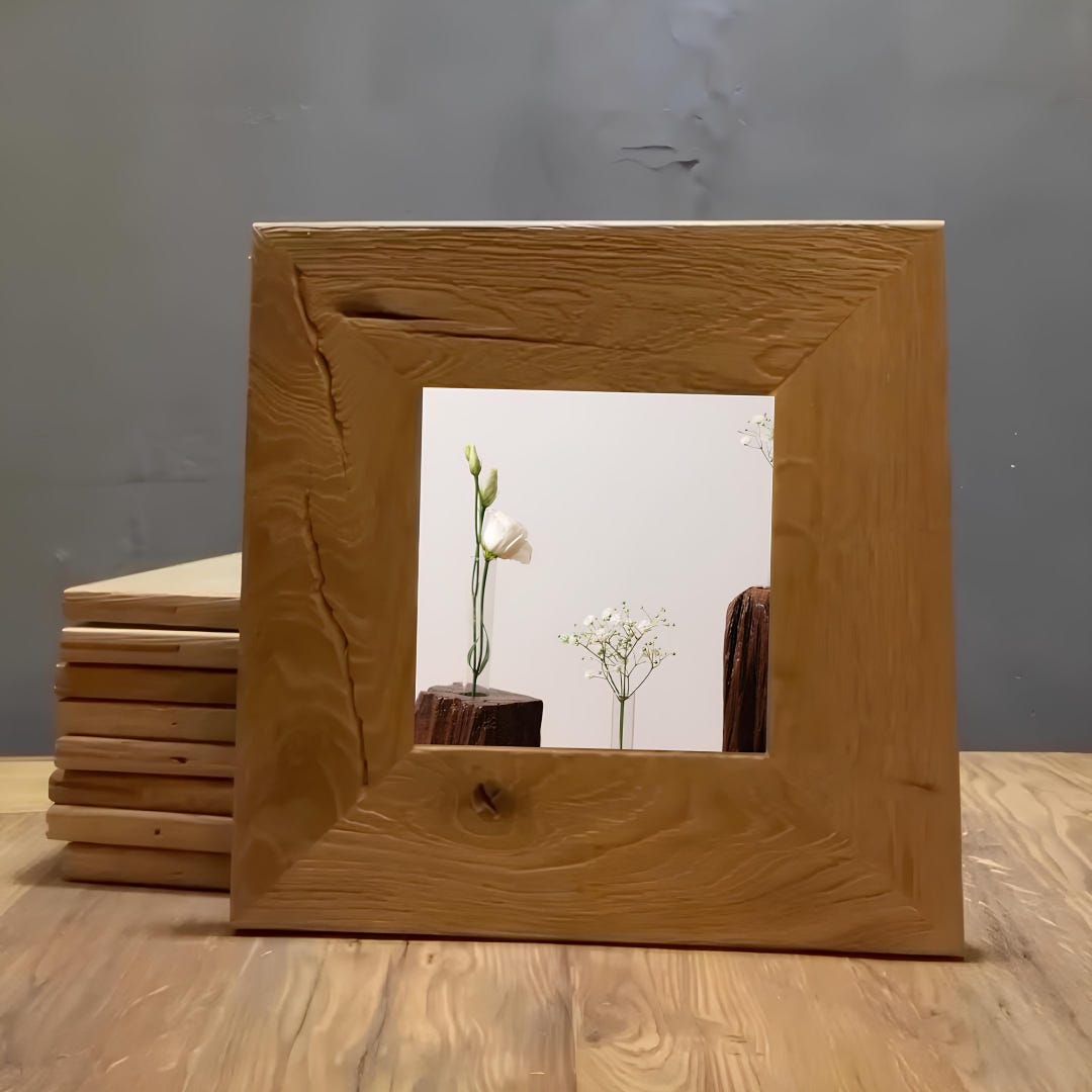 Live Edge Frame, Custom Sizing, Farmhouse Barn Oak Picture Frame Wall ...