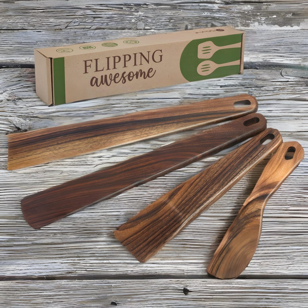 Handmade Wooden Kitchen Set of 4 – Rustic Cooking Tools by Myfancycraft ...