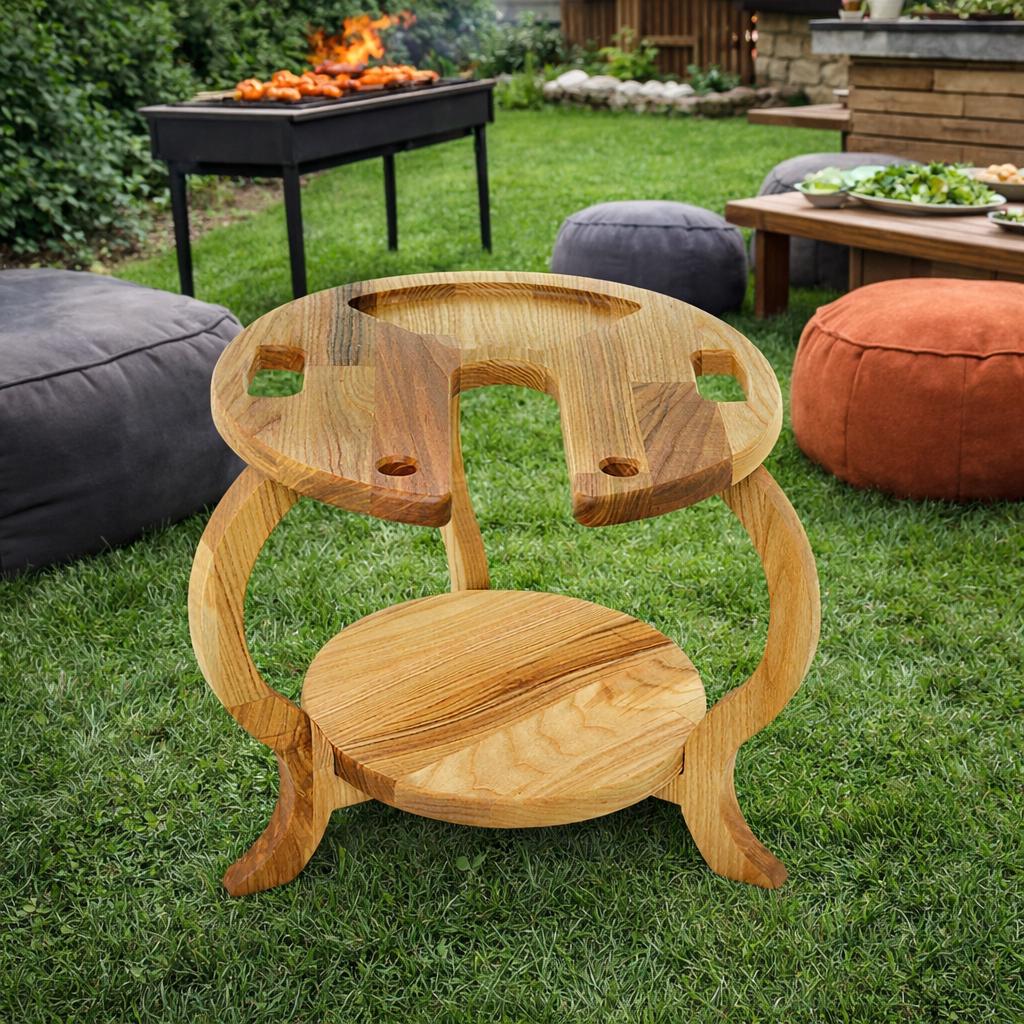 Hookah Stand Table – Handmade Wooden Shisha Table – 4 Wood Types Oak ...