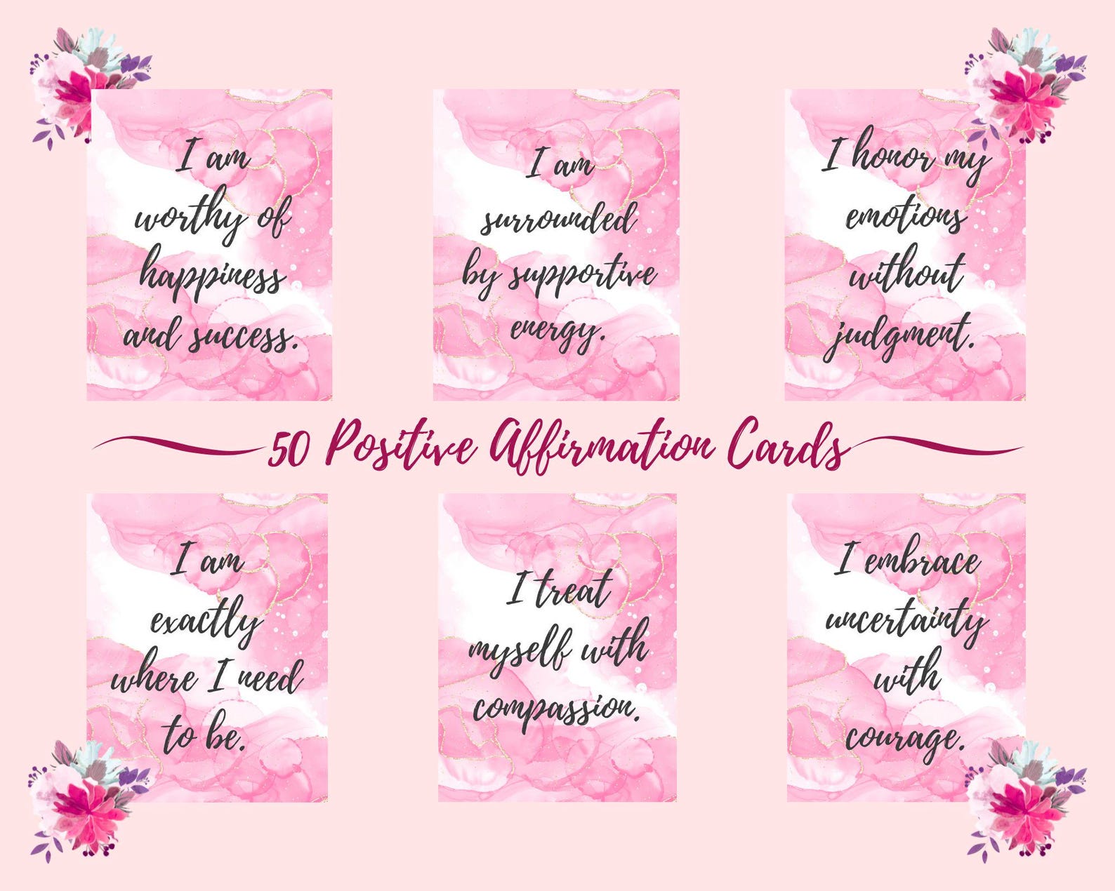 Printable Affirmation Cards |self Care Cards (digital Download) - Etsy