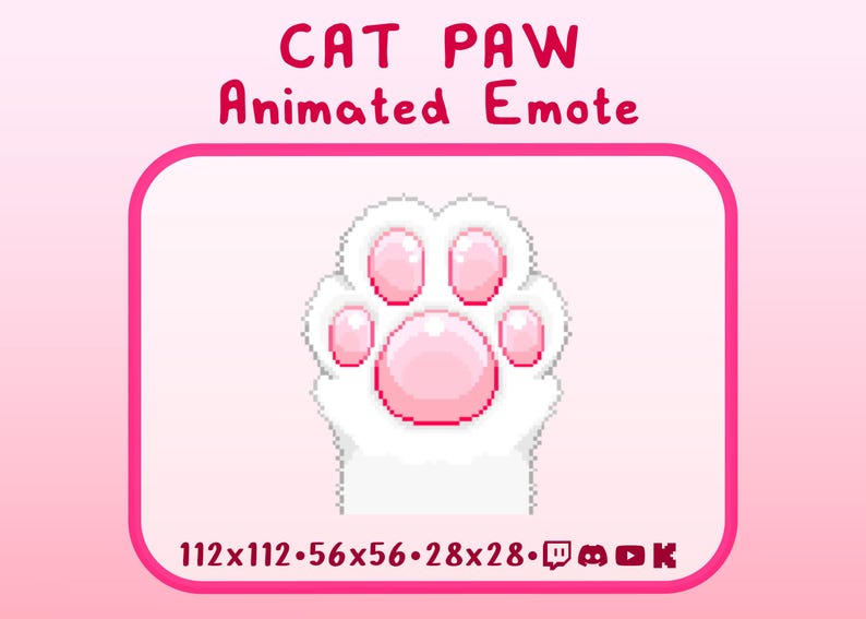 Animated Cat Paw Pixel Art Emote – Perfect for Twitch, Discord, Youtube ...