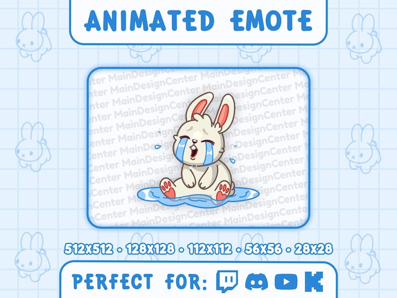 Crying Bunny Animated Emote · Sad Meme Rabbit Emoji · Twitch, Discord ...