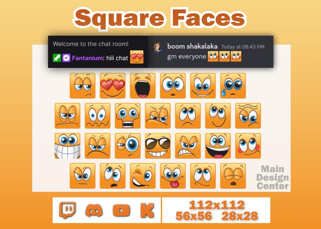 Square Faces Bundle · Static Emotes · Twitch, Discord, Youtube, Kick ...