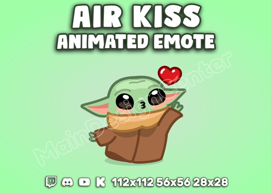 Baby Yoda Air Kiss Animated Emote Chat Emoticon Twitch, Discord ...