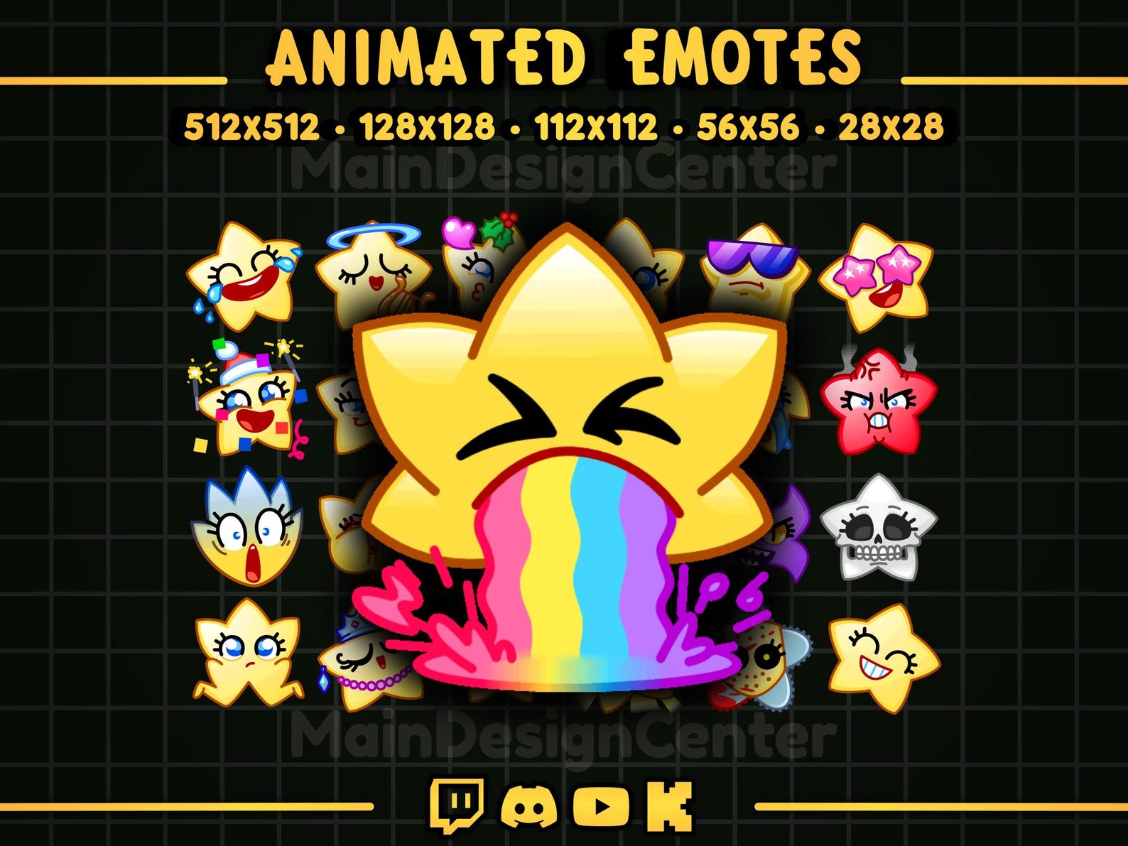 Star Animated Emotes · 24 Kawaii Emoji · Twitch, Discord, Youtube, Kick ...