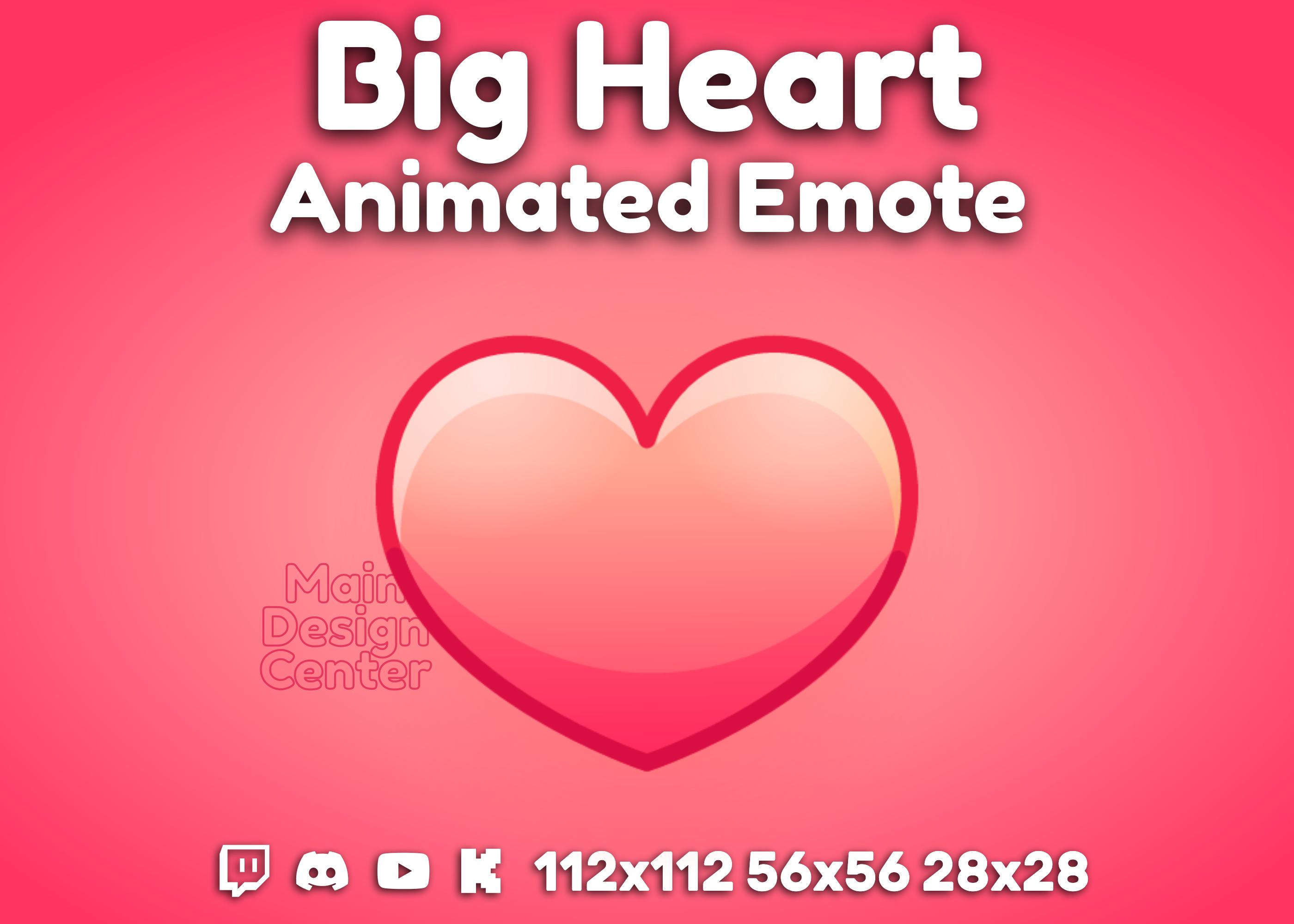Big Heart Love Emoji Animated Emote Valentine Chat Emoticon Twitch ...
