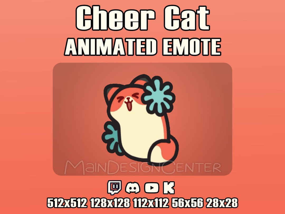 Cheer Cat Animated Emote · Funny Celebration Emoji · Twitch, Discord ...
