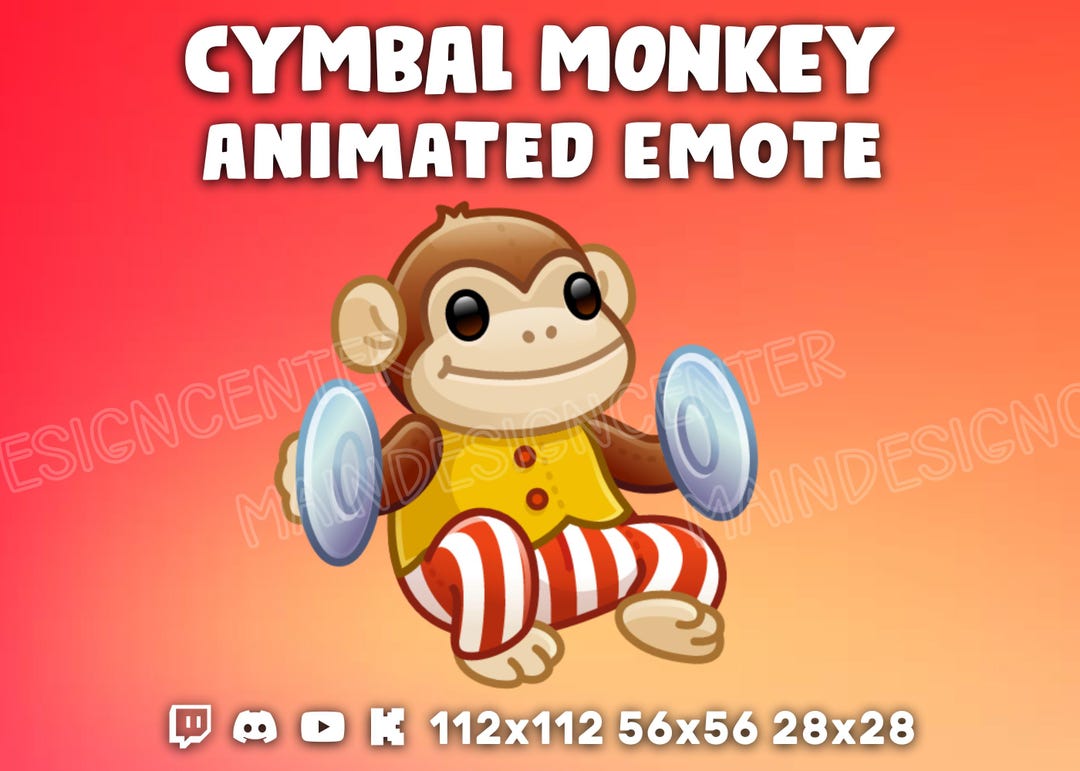 Cymbal Monkey · Animated Emote · GIF Chat Emoji · Twitch, Discord ...