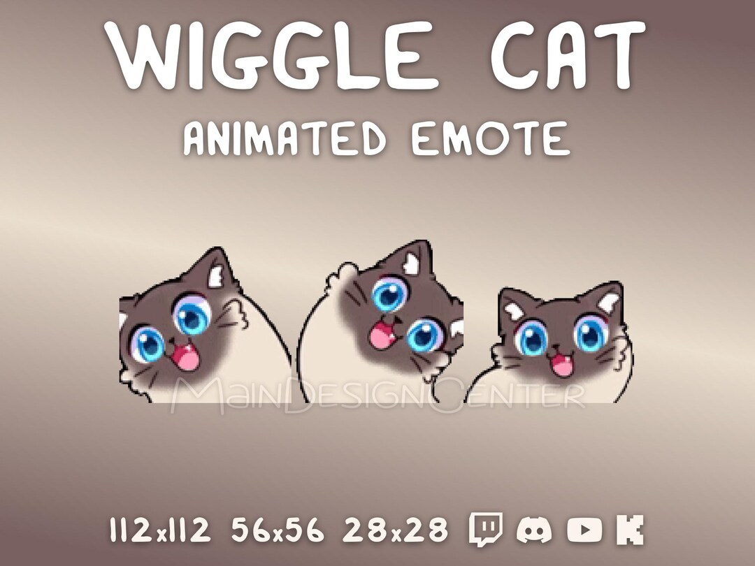Wiggle Cat Animated Emote · Funny Animal Emoji · Twitch, Discord, Kick ...
