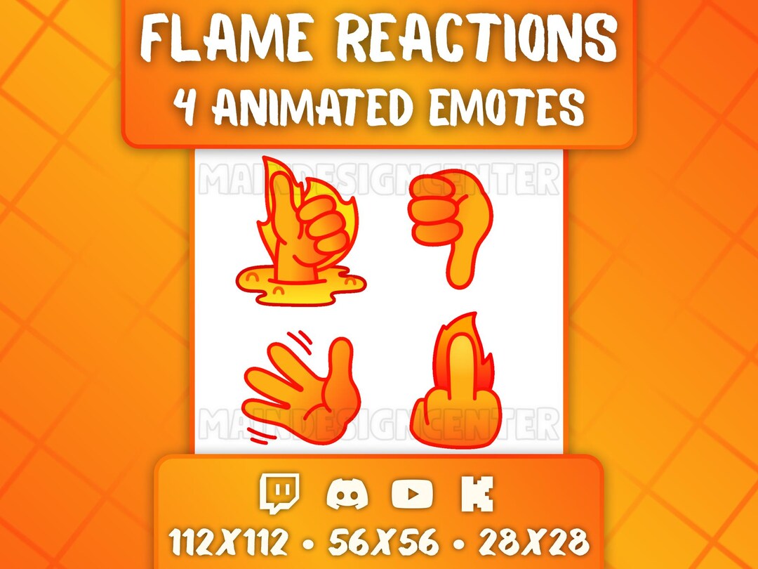 Flame Reactions 4 Animated Emotes GIF Chat Emoji Twitch, Discord ...