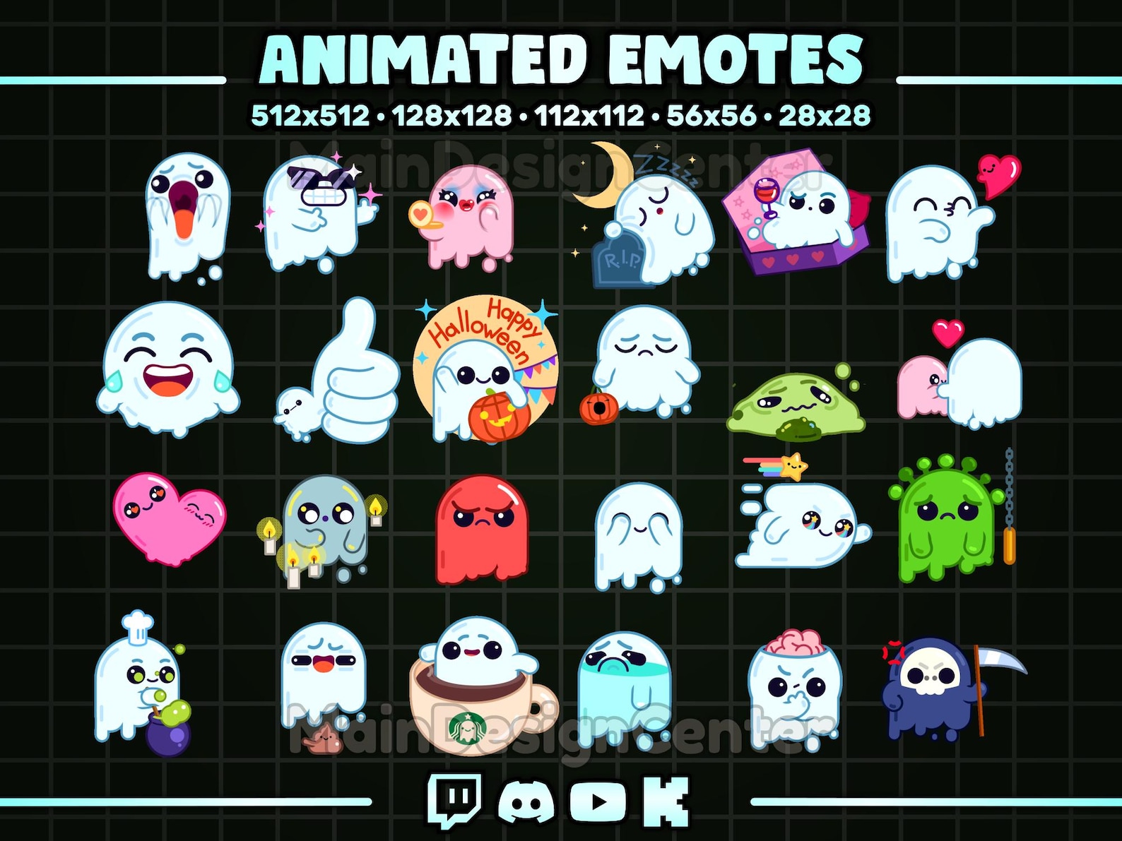 Spooky Ghost Animated Emotes · Twitch, Discord, Youtube, Kick · Cute ...