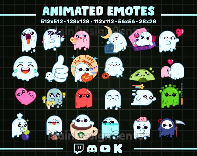 Spooky Ghost Animated Emotes · Twitch, Discord, Youtube, Kick · Cute ...