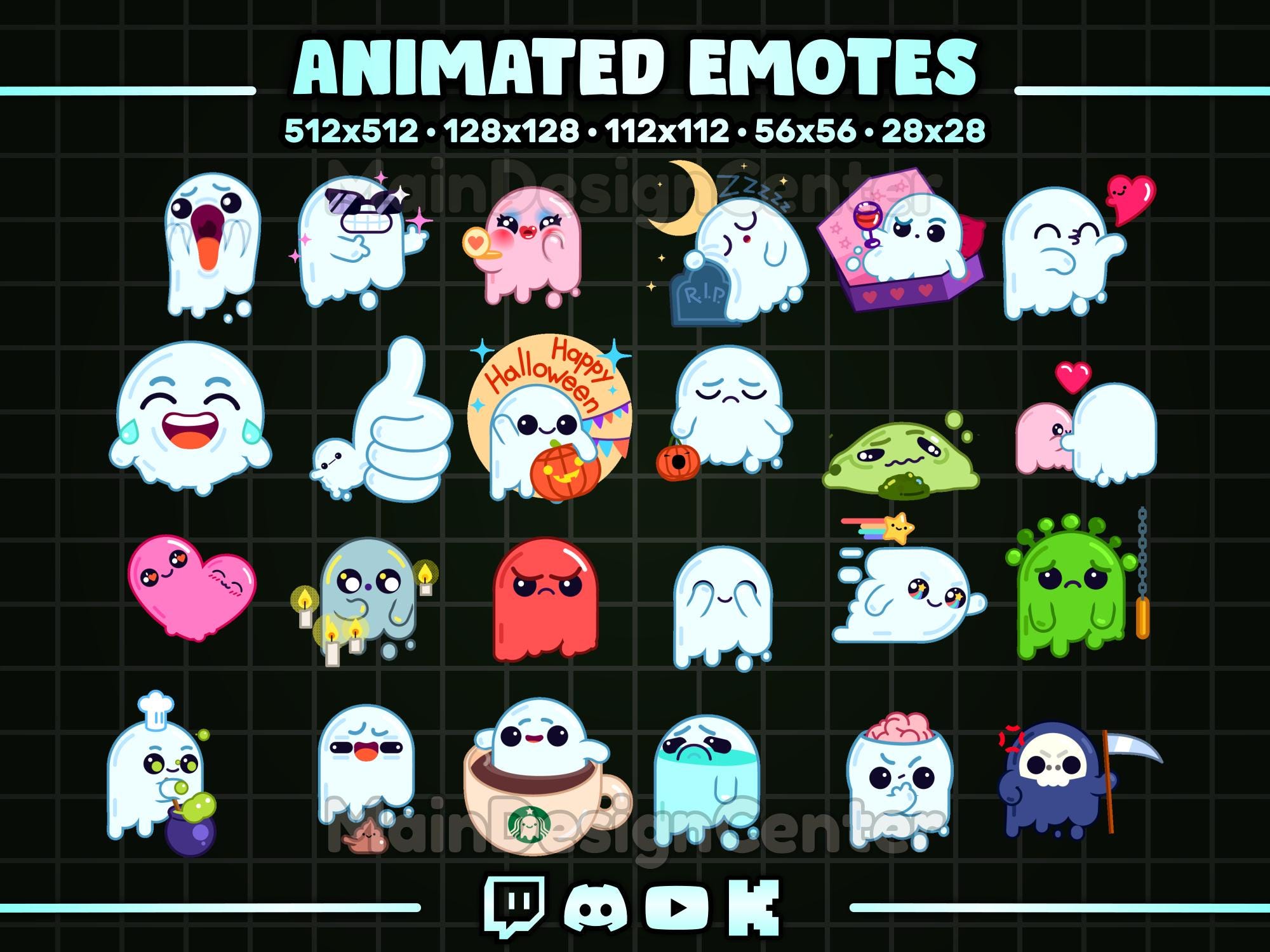 Spooky Ghost Animated Emotes · Twitch, Discord, Youtube, Kick · Cute ...