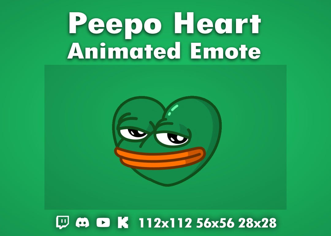Peepo Pepe Heart · Meme Animated Emote · GIF Chat Emoticon · Twitch ...