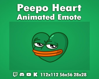 Peepo Pepe Heart · Meme Animated Emote · GIF Chat Emoticon · Twitch, Discord, Youtube, Kick ...