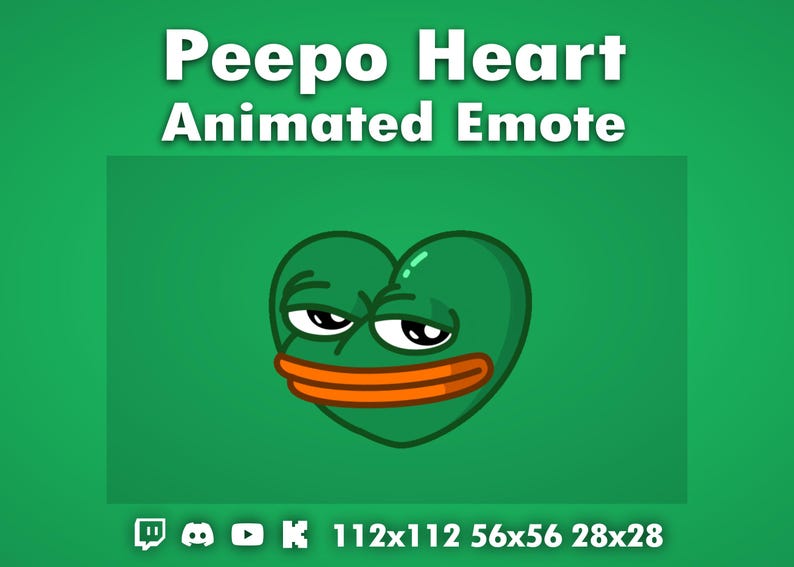 Peepo Pepe Heart · Meme Animated Emote · GIF Chat Emoticon · Twitch ...