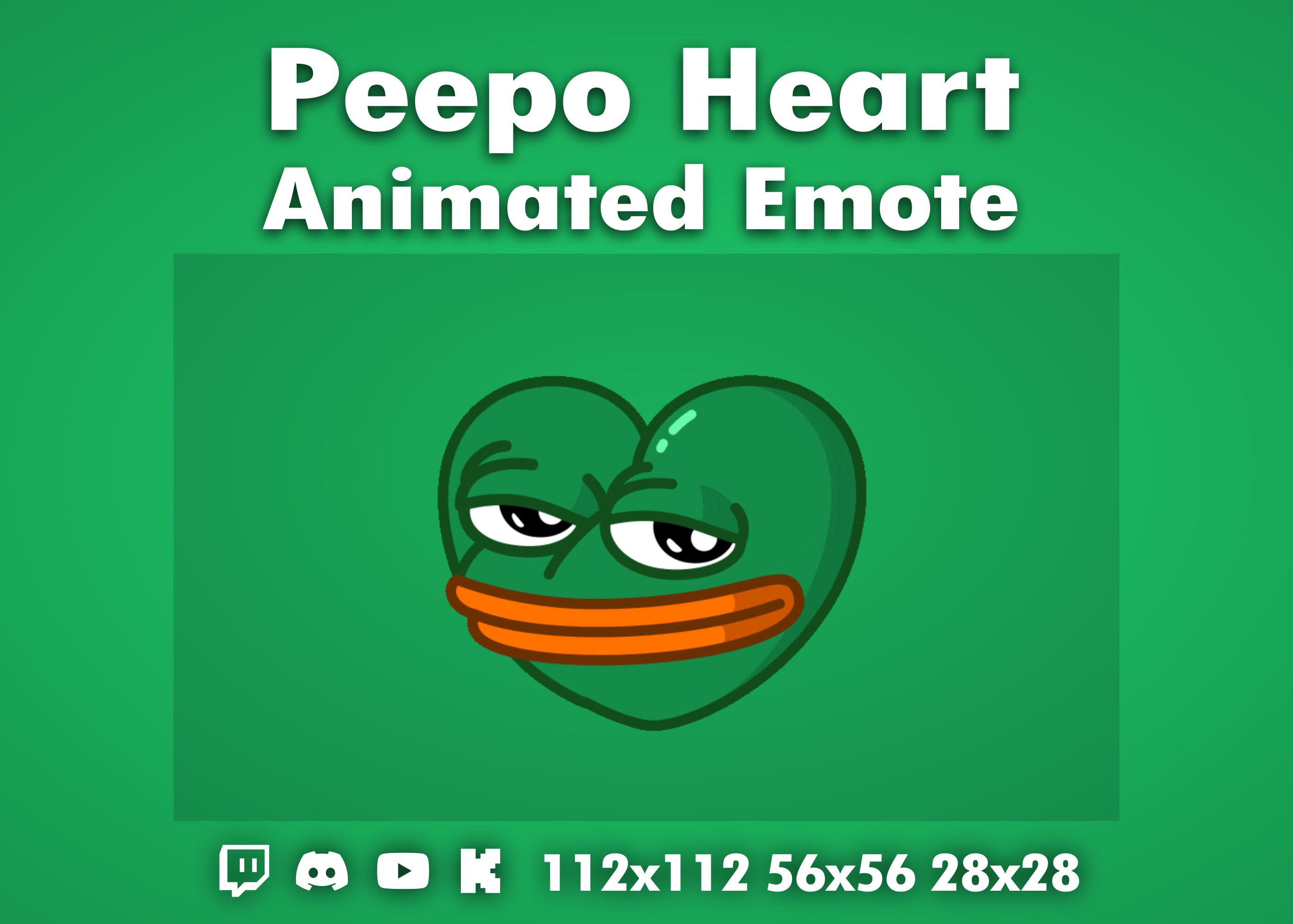 Peepo Pepe Heart · Meme Animated Emote · GIF Chat Emoticon · Twitch ...