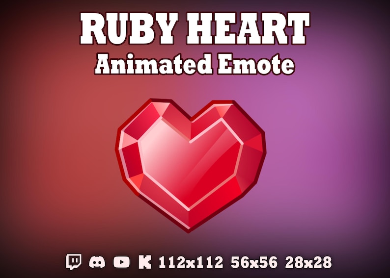 Ruby Heart Love Emoji Animated Emote Valentine Chat Emoticon Twitch, Discord, Youtube, Kick ...