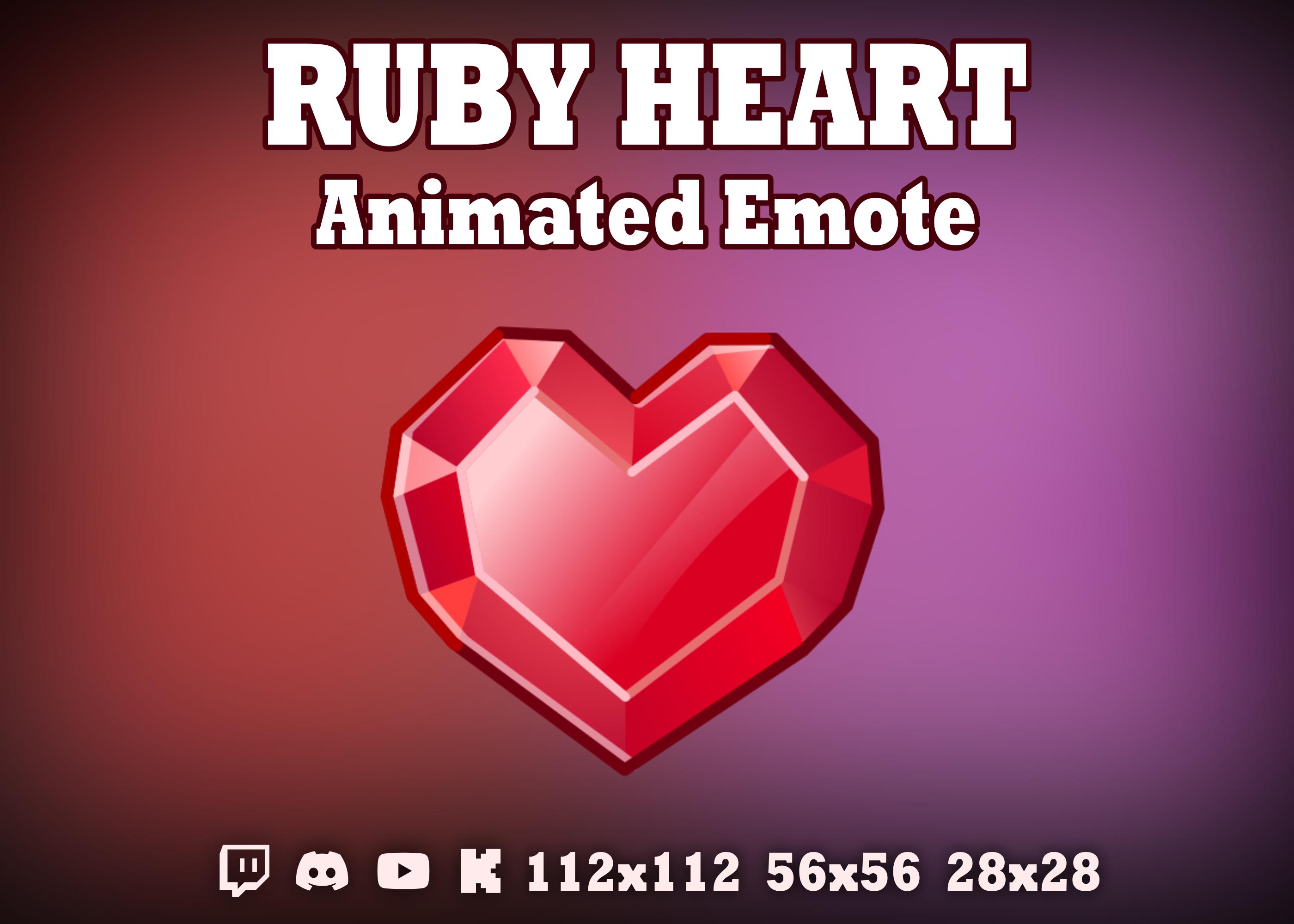 Ruby Heart Love Emoji Animated Emote Valentine Chat Emoticon Twitch, Discord, Youtube, Kick ...