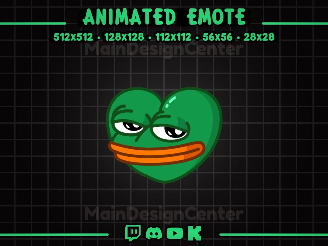 Pepe Heart Animated Emote · Funny Peepo Emoji · Twitch, Discord ...