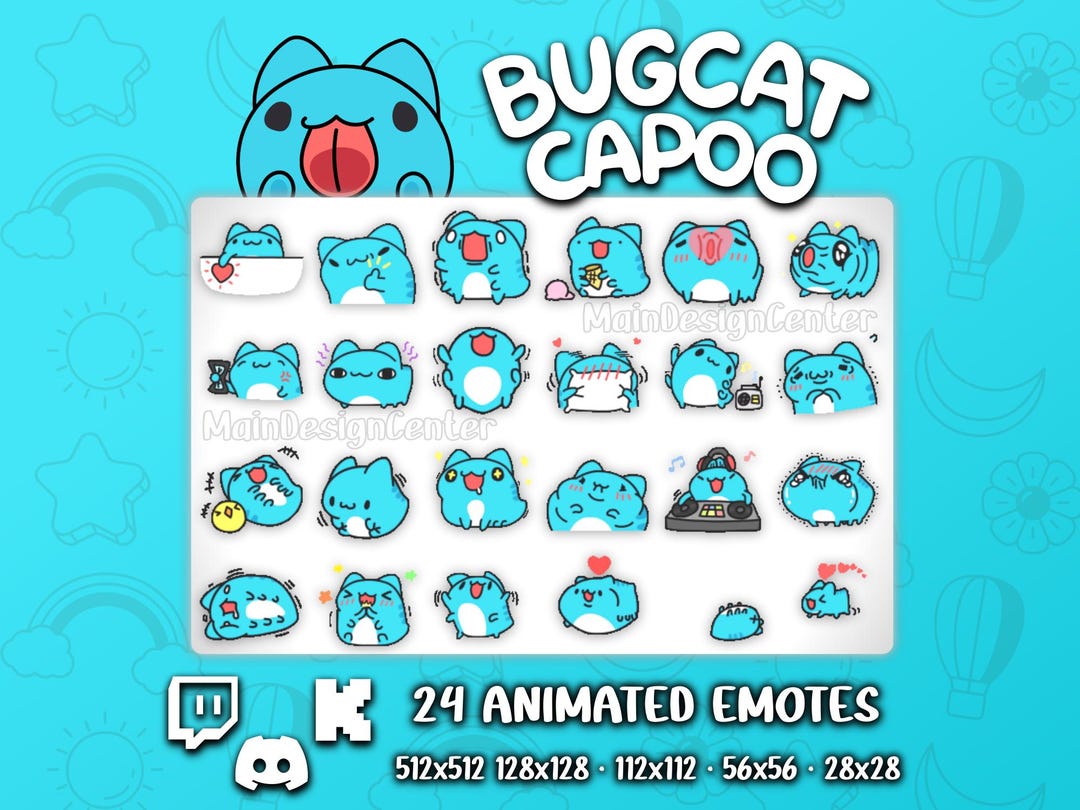 Bugcat Capoo · Animated Emotes · Kawaii Cat · Twitch, Discord, Kick ...