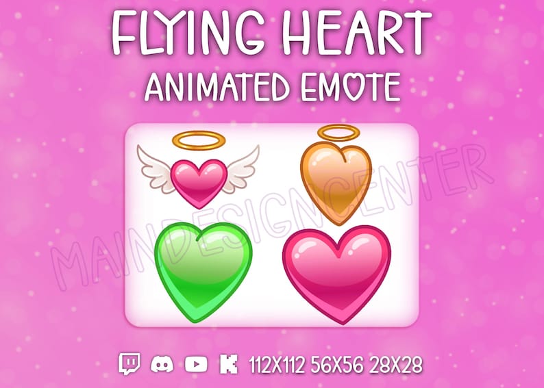 Flying Heart Love Emoji Animated Emote Valentine's Day Chat Emoticon ...