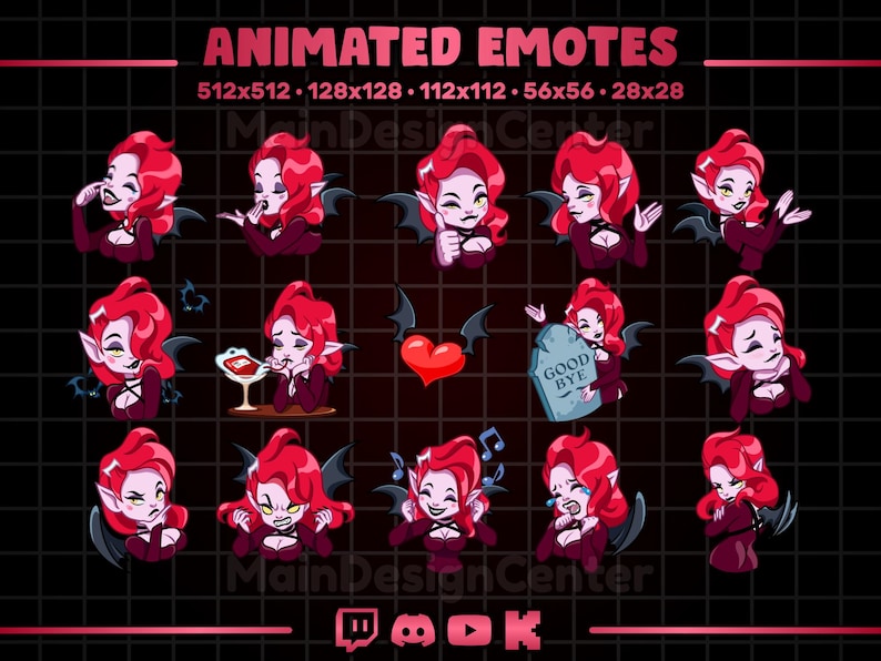 Lady Vampire Animated Emotes · Twitch, Discord, Youtube, Kick · Cute ...