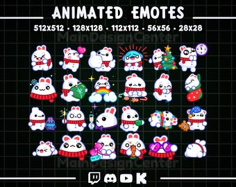 Xmas Bunny Animated Emotes · 24 Animal Winter Emoji · Twitch, Discord ...