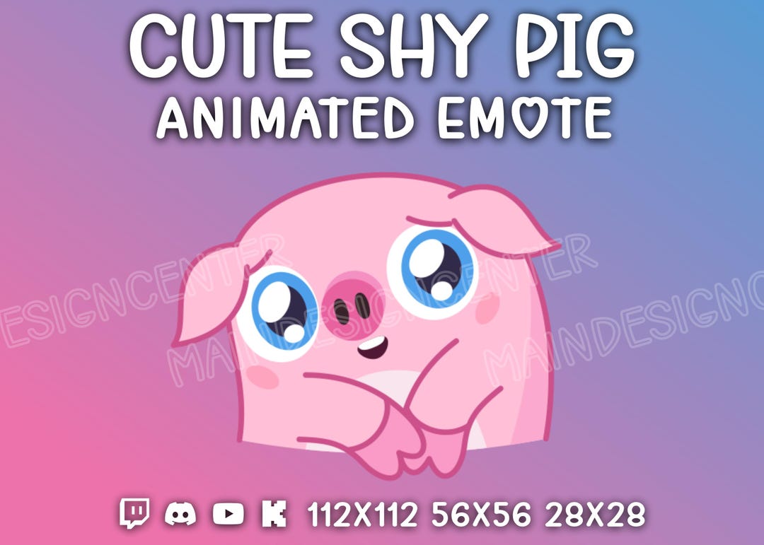 Cute Shy Pig · Animated Emote · GIF Chat Emoji · Twitch, Discord ...