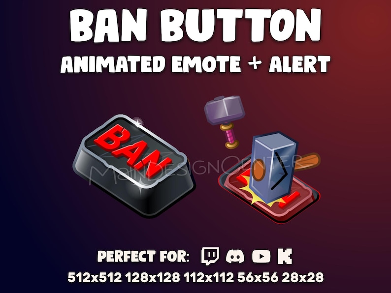 Ban Button · Animated Emote · Twitch, Discord, Youtube, Kick · Funny ...