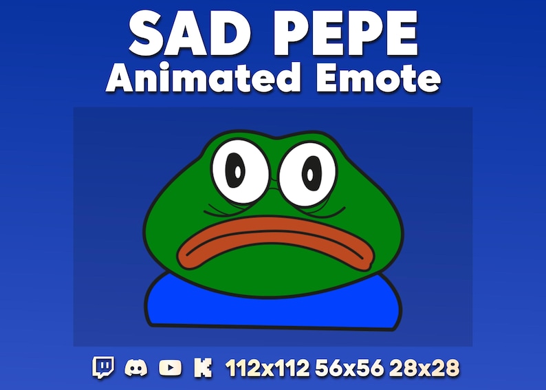 Sad Pepe Meme Animated Emote GIF Chat Emoticon Twitch, Discord, Youtube ...