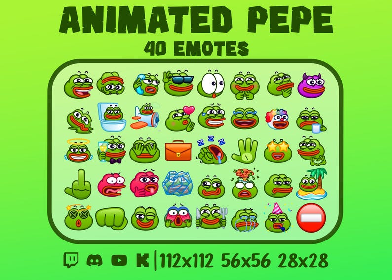 40 Animated Pepe Emotes Streaming Emoticons Twitch, Discord, Youtube ...
