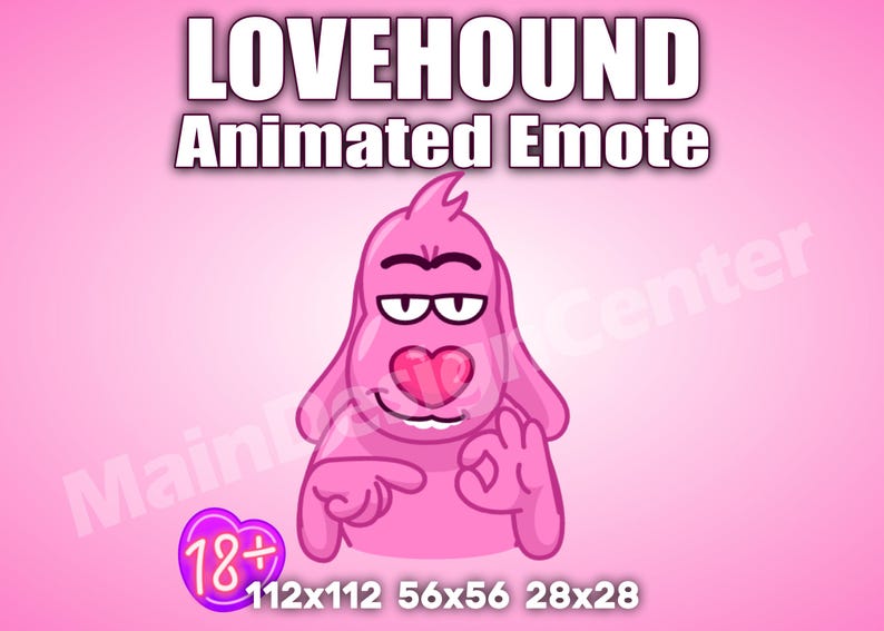 Lovehound 18+ · Animated Emote · Discord, Youtube, Kick · Colorful ...