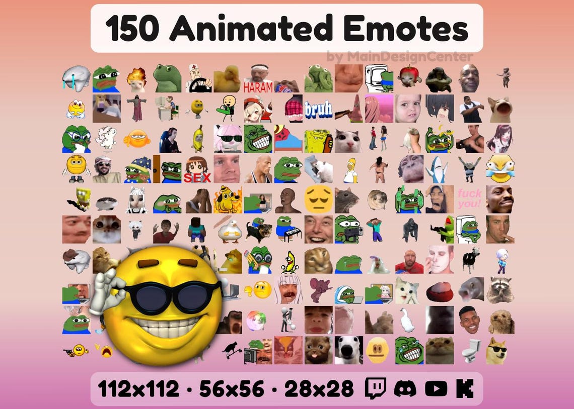 150 Animated Emotes · Epic Emoji Bundle · for Twitch, Discord, Youtube ...