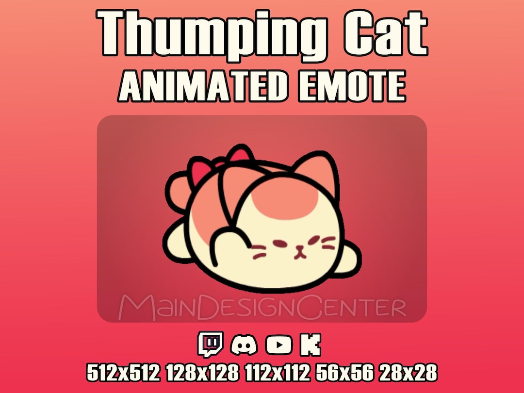 Thumping Cat Animated Emote · Funny Raid Emoji · Twitch, Discord, Kick ...