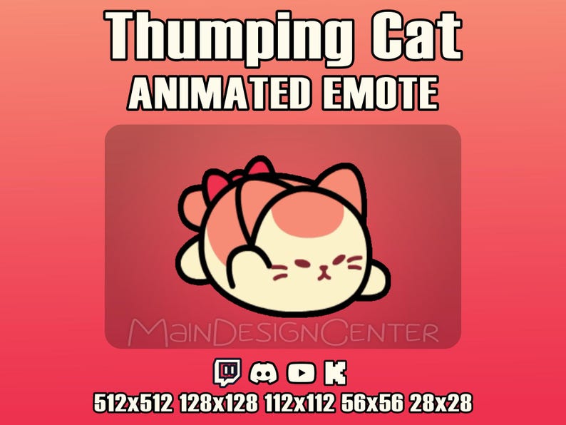 Thumping Cat Animated Emote · Funny Raid Emoji · Twitch, Discord, Kick ...