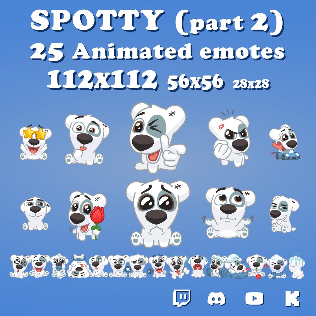 Spotty Part 2 25 Animated Emotes Twitch, Discord, Youtube, Kick ...