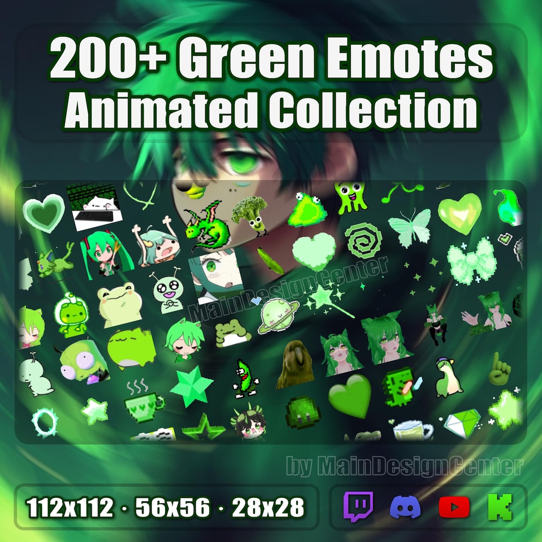 Green Emotes Collection Animated Emoji Twitch, Discord, Youtube, Kick ...