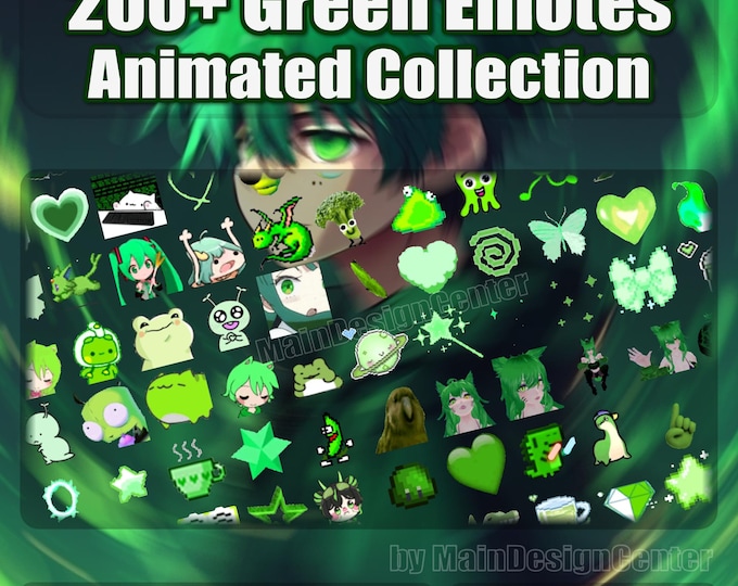 Coleção de emotes verdes, emojis animados para Twitch, Discord, YouTube ...