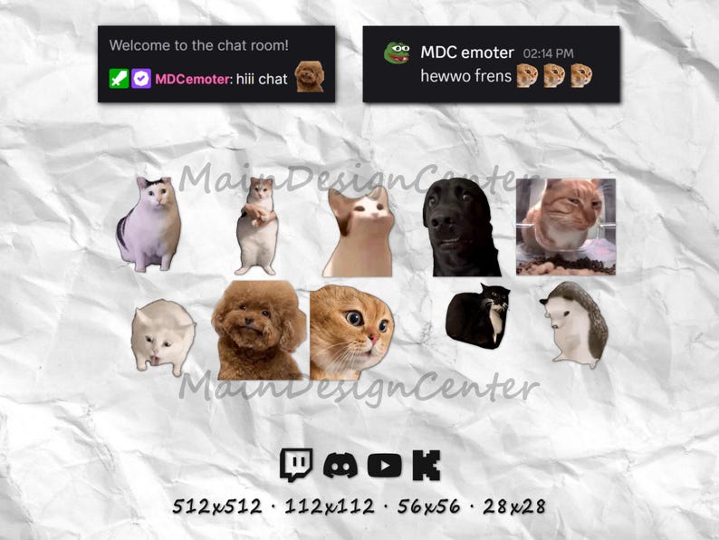 Tiktok Animals Emote Collection 50 Funny Meme Emoji Twitch, Discord ...