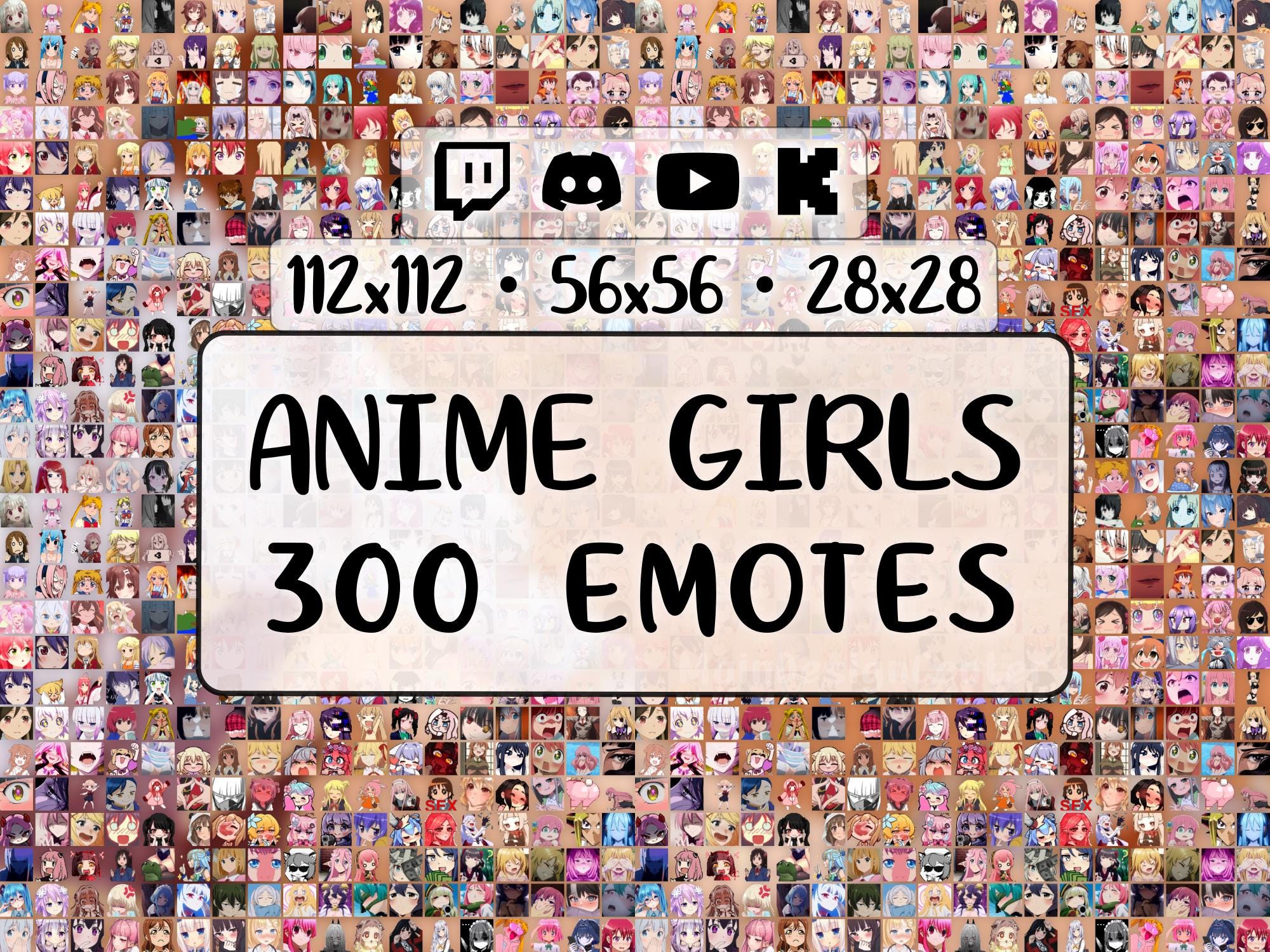 Anime Girls 300 Emotes · Animated Emoji · Static Emoticons · Twitch ...