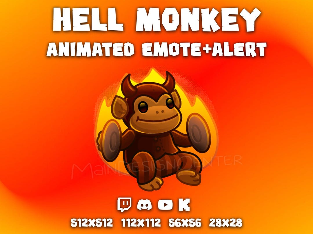 Hell Monkey Emote · Animated Emoji · Devil Emoticon · Twitch, Discord ...