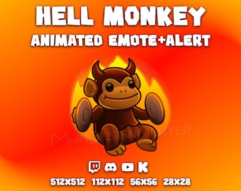 Hell Monkey Emote · Animated Emoji · Devil Emoticon · Twitch, Discord, Kick, Youtube · Hype Chat ...